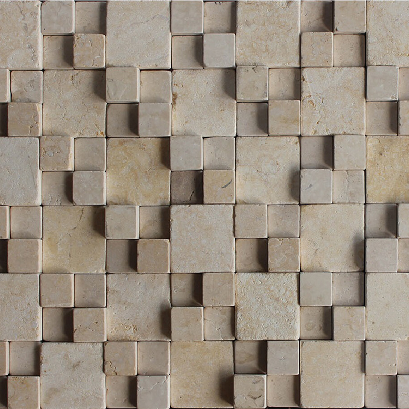 Beige Natural Stone Limestone Mosaic Tiles Tumbled