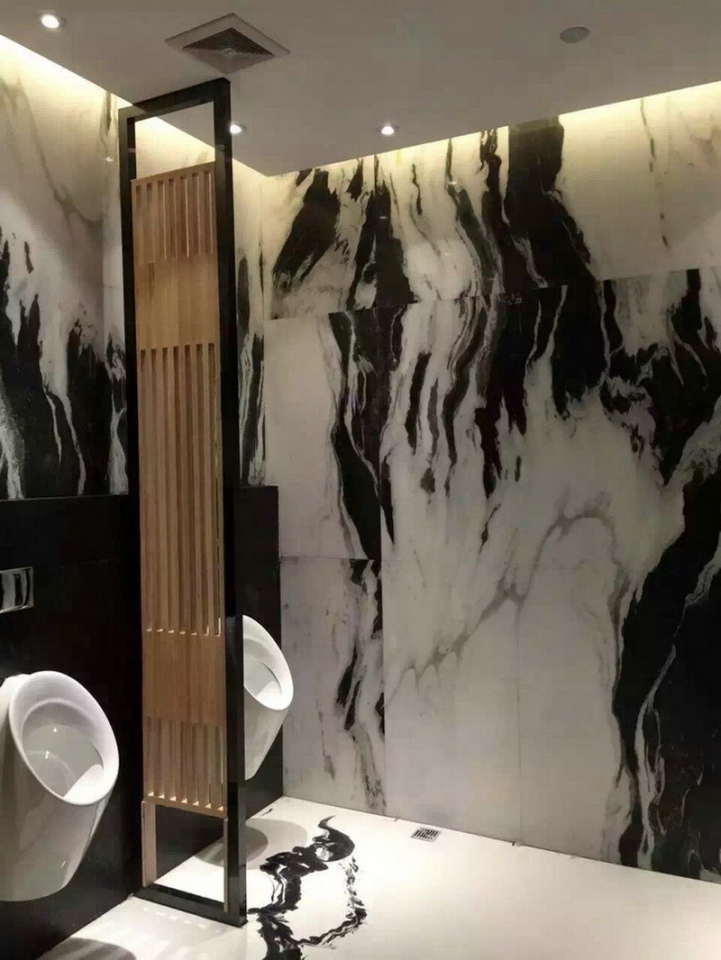 Panda White Marble Stone Black and White Tile