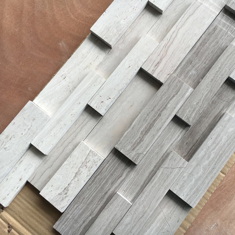 White Marble Ledge Stone Veneer Panels Split Face Mosaic Ledgestone Tiles