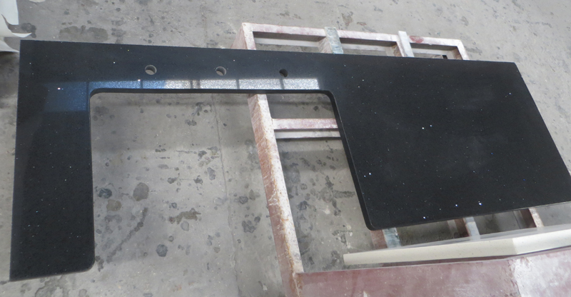 Black Mirror Fleck Quartz Stone Countertop